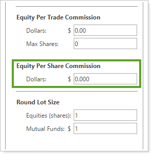 Equity Per Share Commission Setting