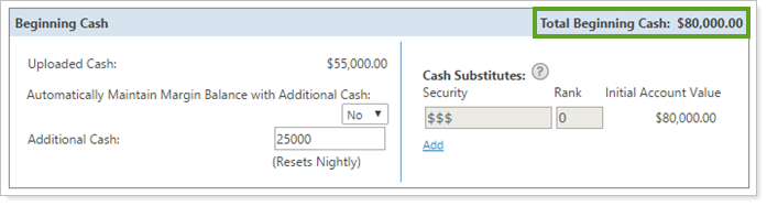 Total Beginning Cash Field